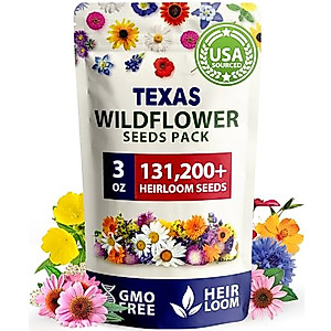 HOME GROWN 130,000+ Pure Wildflower Seeds - Premium Texas Flower Seeds [3 Oz] Perennial Garden Seeds for Birds & Butterflies - Wild Flowers Bulk Seeds Perennial: 22 Varieties Flower Seed for Planting
