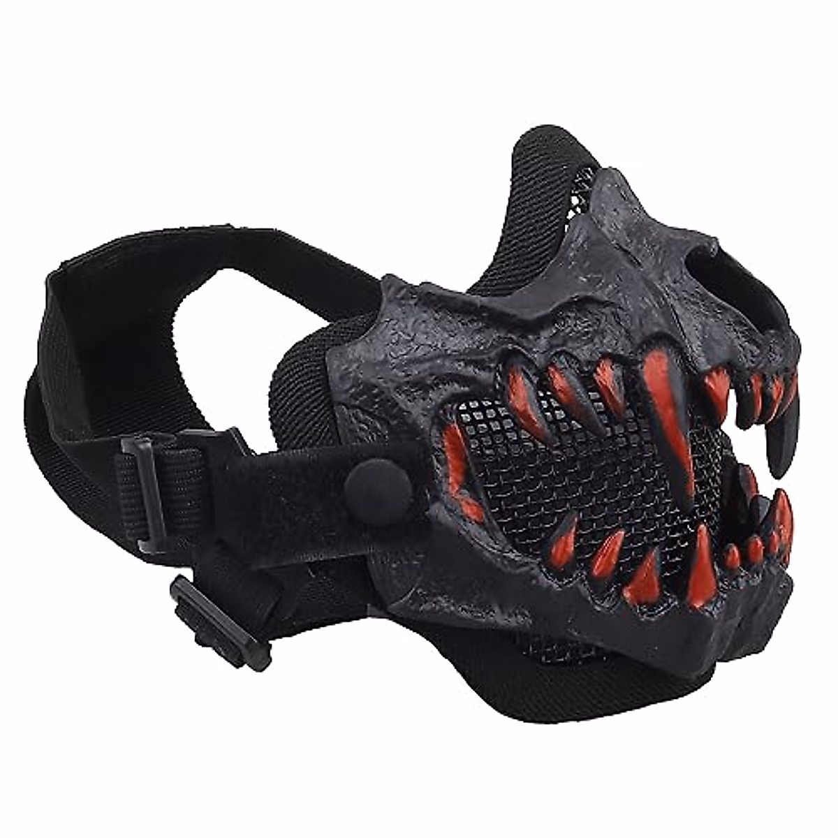 Anyoupin Airsoft Half Face Skull Mask Tactical Fangs Face Protective Mesh Mask for Halloween Paintball CS Games