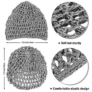 6 Pieces Mesh Crochet Hair Net Rayon Knit Snood Hat Thick Short Women Hairnet Snoods Cover Ornament for Sleeping (Black, Blue, Pink, Purple, Gray, Khaki)