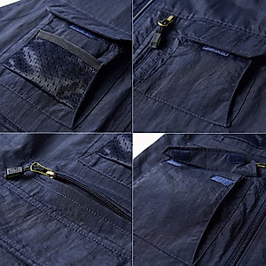 Flygo Mens Summer Outdoor Lightweight Travel Work Fishing Hiking Vest Jacket (XX-Large, 02 Khaki)