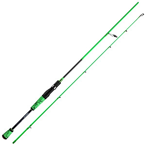 One Bass Fishing Pole 24 Ton Carbon Fiber Casting and Spinning Rods - Two Pieces, SuperPolymer Handle Fishing Rod for Bass Fishing -Green-Spin-7'0"
