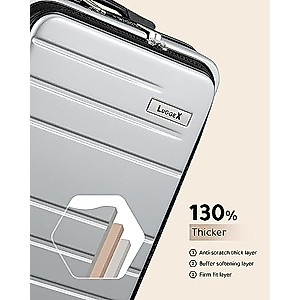 LUGGEX Silver 26 Inch Luggage with Spinner Wheels, Expandable PC Hard Shell Checked Suitcase with Front Opening, Lightweight