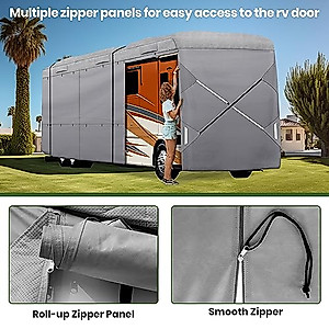 XGear Outdoors Class A RV Cover Windproof Upgraded fits 30' - 33' RV Motorhome, Extra-Thick 5 Layers Anti-UV Top Panel, Rip-Stop with 2PCS Extra Straps (Fits 30' - 33'/ W Tire Covers)