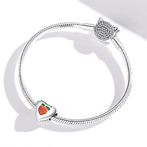 Lamoony Charm 925 Sterling Silver Peach Charm Mango Charm Avocado Charm Mangosteen Charm Fruit Charm Heart Charm Apple Charm Love Charm for Pandora Charm Bracelet (Peach)