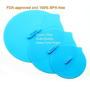 eoocvt 3pcs Steam Ship Silicone Steamer Lid Food Covers Cute Design Steaming Pot Lids and Bowl Covers Keep Food Fresh, Pack of 3
