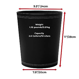 DTZ DizTreatz PU Leather Large Trash Can 2.6 Gallon/10 Liter, Wastebasket, Decorative, Stylish Lightweight Water Resistant Garbage Container Bin for Office, Home, Bedroom, Hotel, Storage