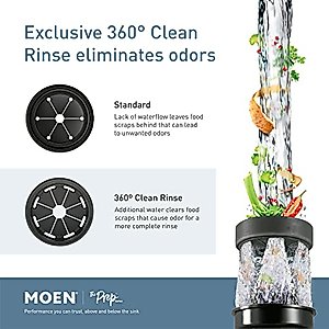Moen Prep Series Disposer 1/2 Horsepower Continuous Feed Garbage Disposal featuring Fast Track Technology, Power Cord Included, GT50C