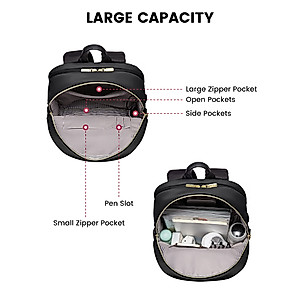 LOVEVOOK Travel Laptop Backpack Women, 15.6 Inch Anti-Theft Water Resistant Computer Back Pack, College Work Teacher Nurse Bag with USB Charging Port, Large Capacity, Black