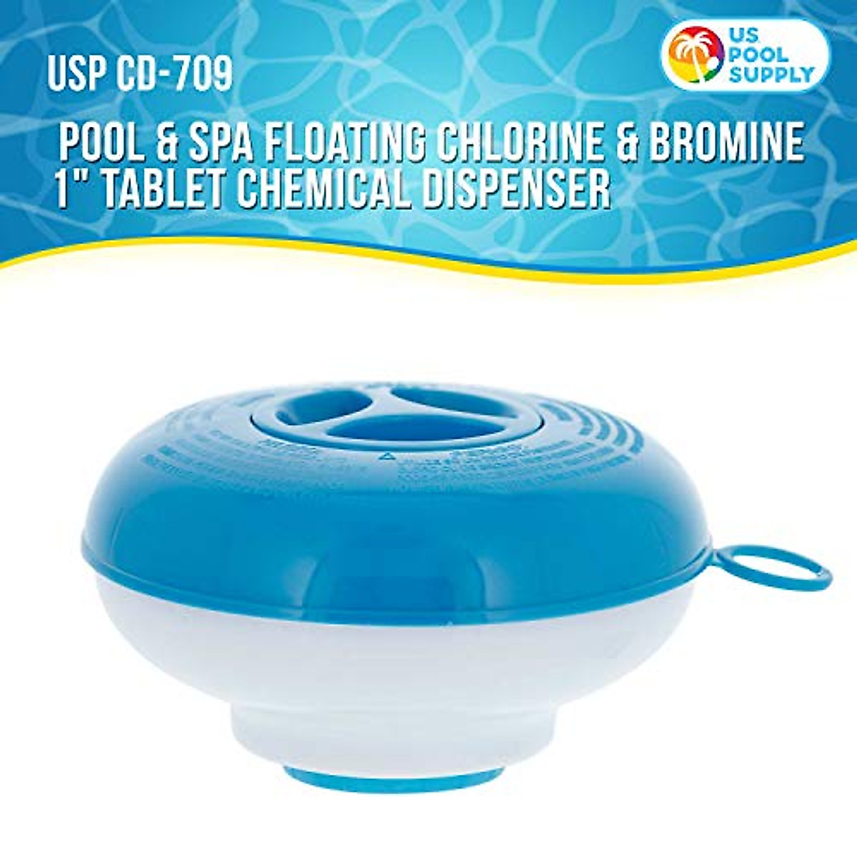 U.S. Pool Supply Pool & Spa Floating Chlorine & Bromine 1" Tablet Chemical Dispenser, 5" Diameter, Collapsible Floater