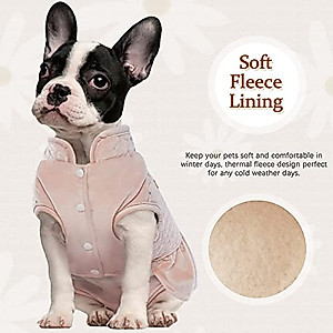 Kuoser Dog Coat Puppy Winter Clothes, Soft Fleece Lining Girl Dogs Vest Dress, Windproof Thermal Outfit Pet Cold Weather Jacket Doggie Apparel, Pink XS - XL
