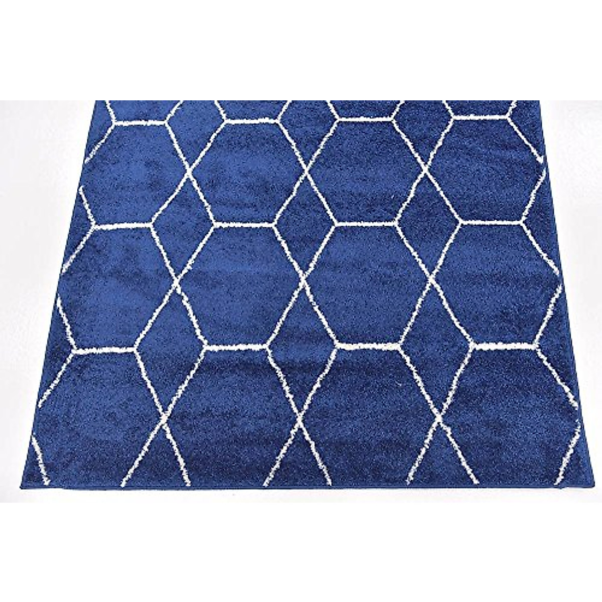 Unique Loom Trellis Frieze Collection Area Rug - Geometric (4' 1" x 6' 1", Navy Blue/ Ivory)