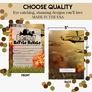 Explosion Fort Battle Video Gaming Birthday Party Invitations, 20 5x7 Fill In Cards with Twenty White Envelopes by AmandaCreation Video Gaming Party Supplies