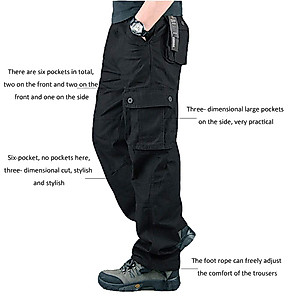 Lilychan Men's Lightweight Cargo Trouser Hiking Pants Army Combat Work pants Casual Pants with 6 Pocket (30, Black)