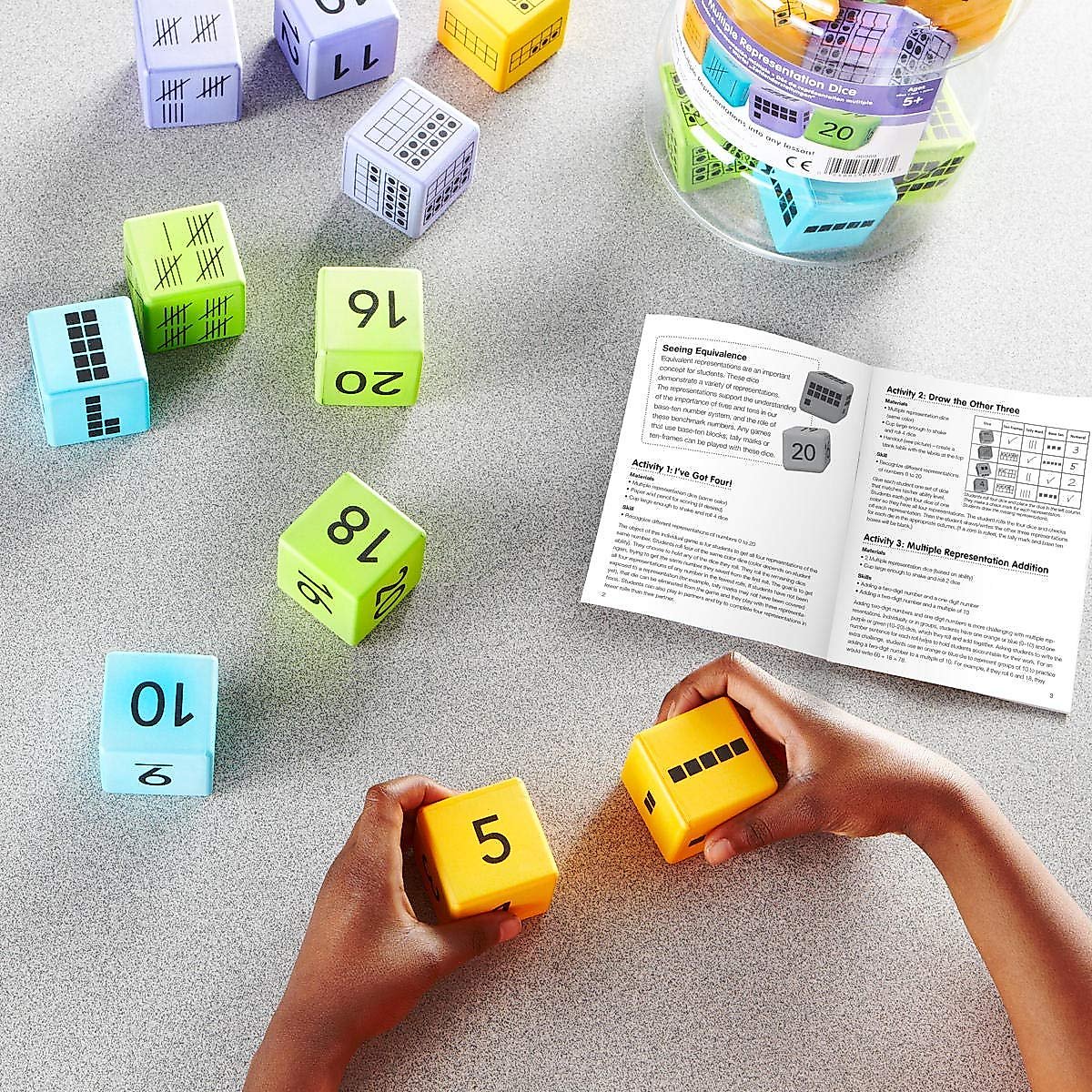 hand2mind Multiple Representation Dice, Large Foam Dice for Classroom, Subitizing Dice, Math Manipulatives Kindergarten, Educational Toys for Elementary Kids, Math Learning Tools (Set of 16)