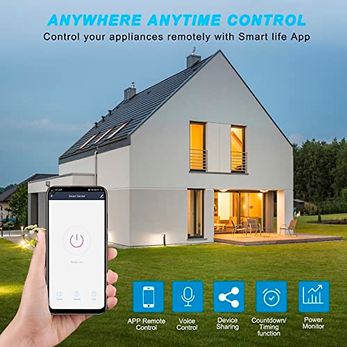 Smart Plug, WGGE WiFi Smart Plug Outlet Compatible with Alexa or Google Assistant, APP Remote Control Anywhere, Timer Function, No Hub Required, 2.4 Ghz Network Only (White / 2 Pieces)