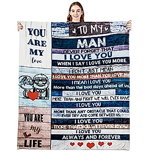Anniversary Valentines Gifts for Husband Boyfriend Dad, You are My Life Wedding Christmas Blankets Gifts to My Man, Fleece Blankets Soft Bedding Sofa