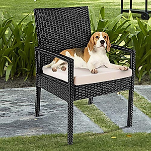 Goplus Rattan Furniture Set for Outdoor Patio Backyard Garden, 3-Piece Wicker Conversation Set