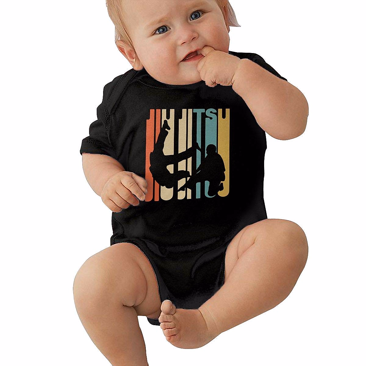 Vintage Style Jiu Jitsu Silhouette Baby Bodysuit Bodysuit Newborn Rompers Unisex Black