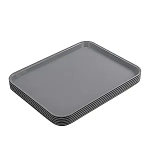 Joyeen Plastic Fast Food Serving Tray, 6 Pack Restaurant Trays, Grey