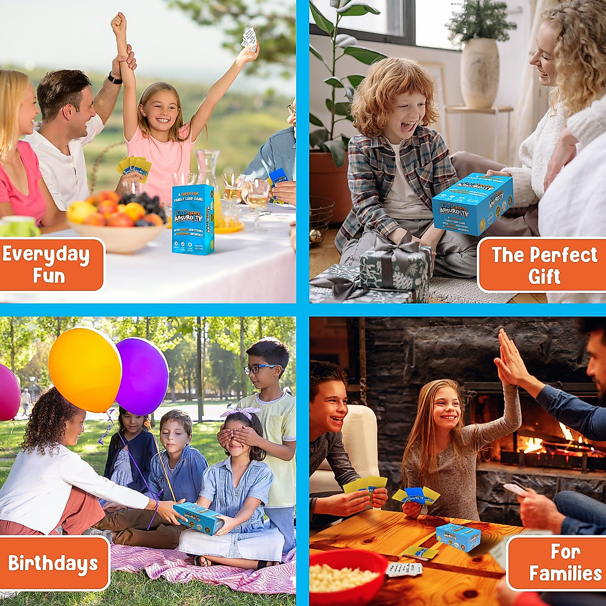 Kids Create Absurdity Funny Card-Game for Kids Family Game Night-Laugh Until You Cry- Stocking-Stuffer-for-Kids A Fun Fill in The Blank Card Game for Ages 6-12 Years Old.