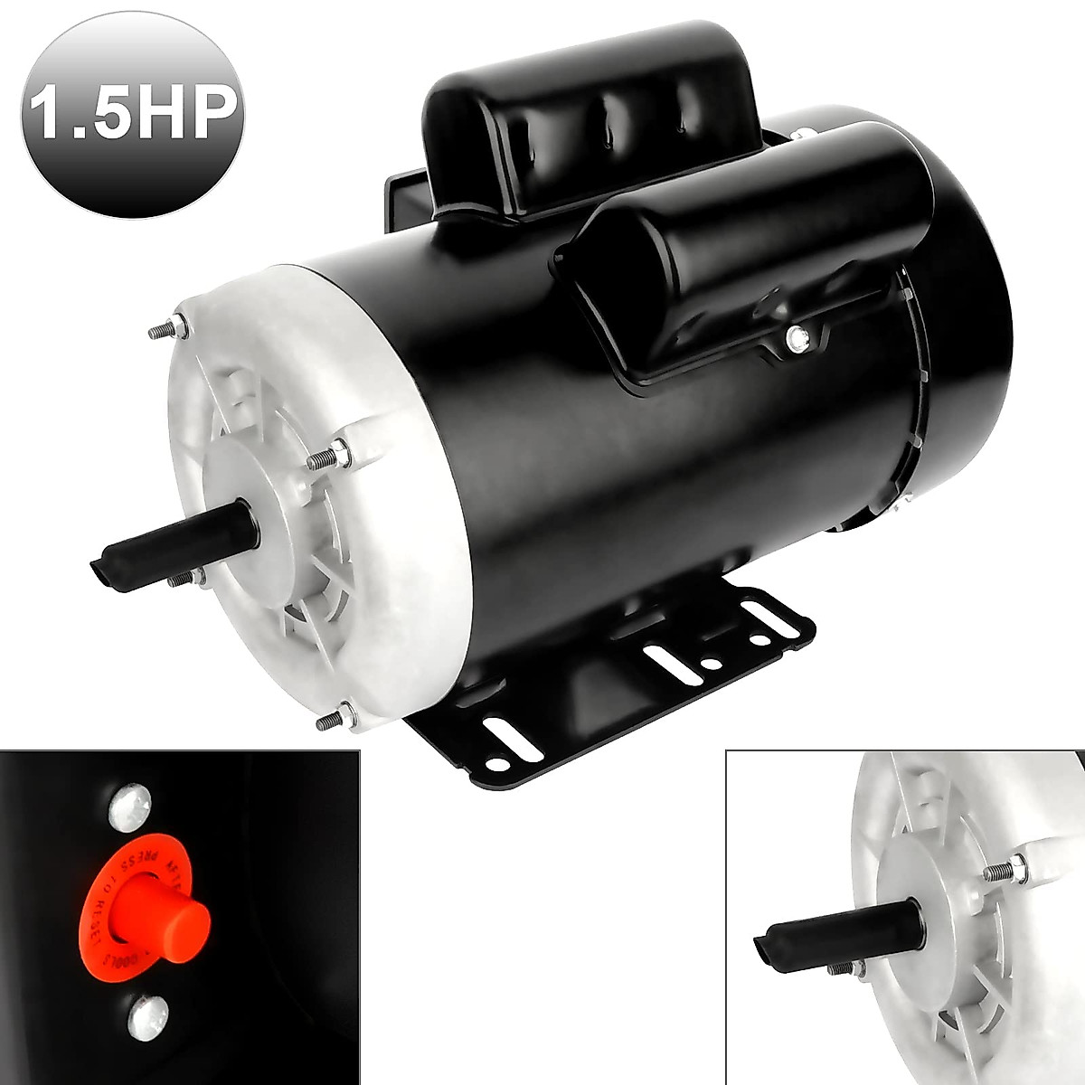 1.5HP Electric Motor 1725 RPM General Purpose Single Phase Motor 115V/230V 56 Frame 5/8" Shaft Diameter Rolled Steel Shell TEFC