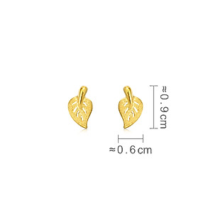 CHOW SANG SANG 999.9 24K Solid Gold Leaf Stud Earrings for Women 68725E