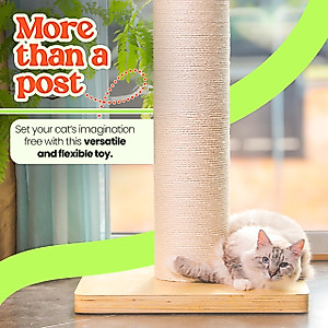 KONELCARE 50" Tall Cat Scratching Post, Extra-Large Cat Scratch Post for Biggest Cats (Maine Coon), 7.3” Thick Post, 36lbs Weight, Solid Wood Base & Natural Sisal Rope