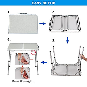REDCAMP Small Folding Camping Table,2ft Portable Aluminum Outdoor Small Foldable Table Adjustable Height Lightweight for Picnic Cooking Beach
