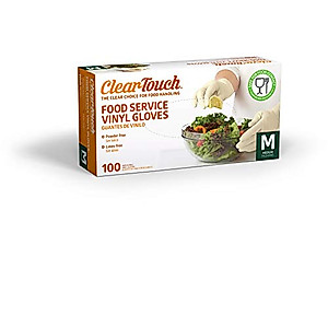 Medline Clear-Touch Disposable Food Service Vinyl Gloves, Latex and Powder Free, Medium, 300 Count