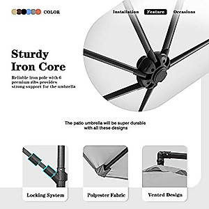 Flamaker 10Ft Offset Patio Cantilever Umbrella Outdoor Hanging Umbrella with Crank & Cross Base Market Umbrella for Garden Deck Poolside and Beach (Grey)