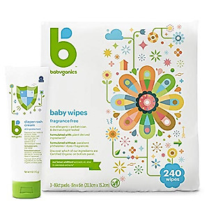 Babyganics Wipes + Rash Set - 240 Ct Baby Wipes, Diaper Rash Cream, 2 Items