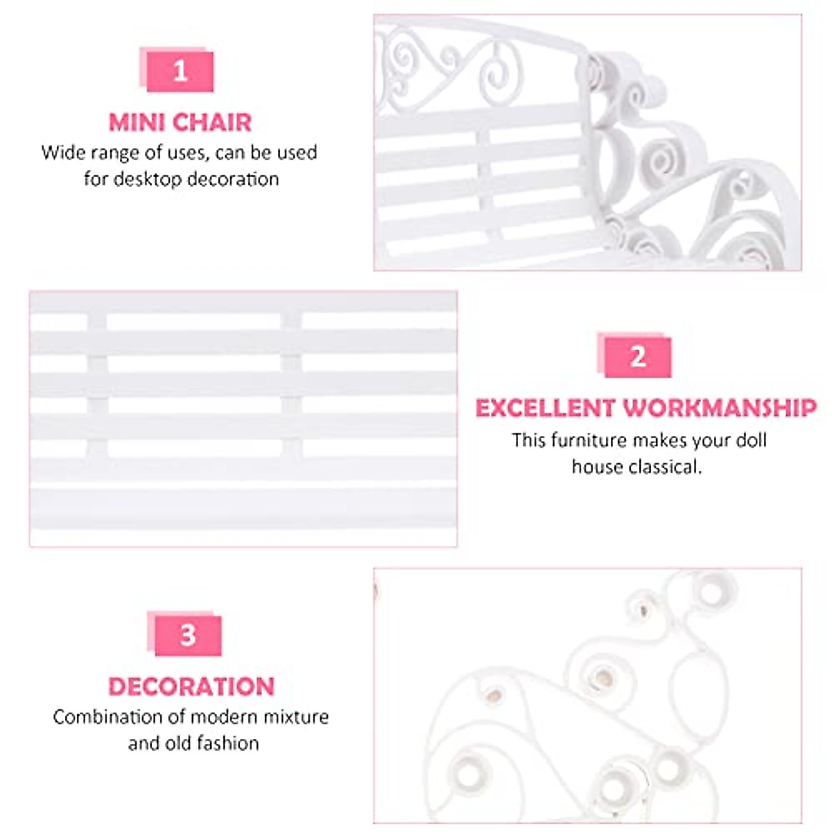 NUOBESTY Miniatures Rustic Bench 2pcs Furniture 1: 6 Scale Miniature Modern Styled Garden Patio Park Bench Garden Decor Sofa Bench Rustic Decor