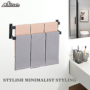Alise Double Bath Towel Bars Towel Racks for Bathroom Lavatory Wall Mount,Towel Hanger SUS304 Stainless Steel Towel Holder Towel Rail 23.2 Inch,Matte Black,GOY002-B