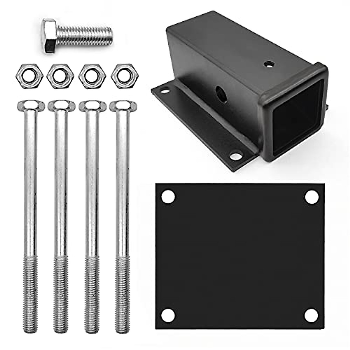 KAIRAY RV Bumper Hitch Receiver 2 inch Adapter Receiver Openning for 4-4.5'' Beams, Trailer Rear Bumper for Camper Bike Racks Cargo Carriers