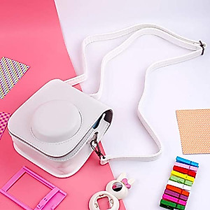 Protective & Portable Case Compatible with Fujifilm for Instax Mini 12/11 Instant Camera with Accessories Pocket and Adjustable Strap. (Ice White)