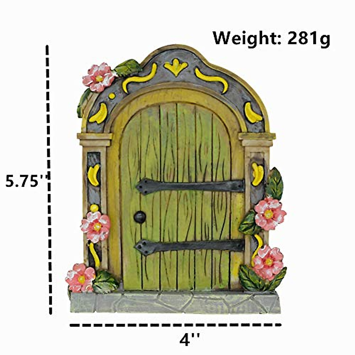 MUAMAX Fairy Garden Door Accessories Fairy Doors Wall Outdoor Mystical Miniature Garden Door for Tree Trunk (Green)