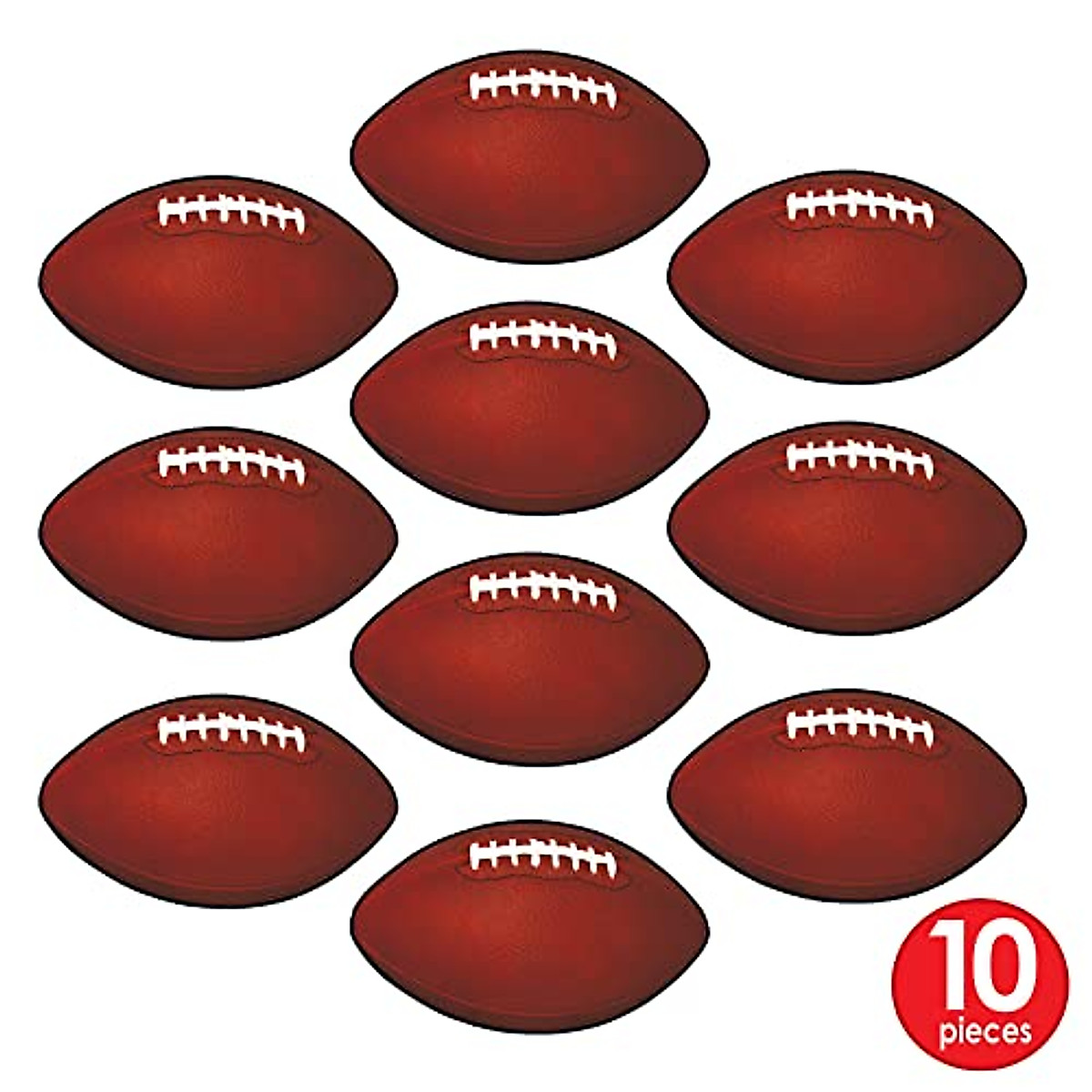 Beistle 10 Piece Miniature Paper Football Cut Outs Game Day Party Decorations, Brown/White/Black, 4"