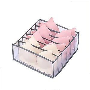 Wardrobe Clothes Organizer, Washable Clothes Organizer for Folded Clothes, Mesh Clothes Storage Organizer for Underwear, Socks, Scarves, Leggings (1Pcs Grey for Bras (6 Grids))
