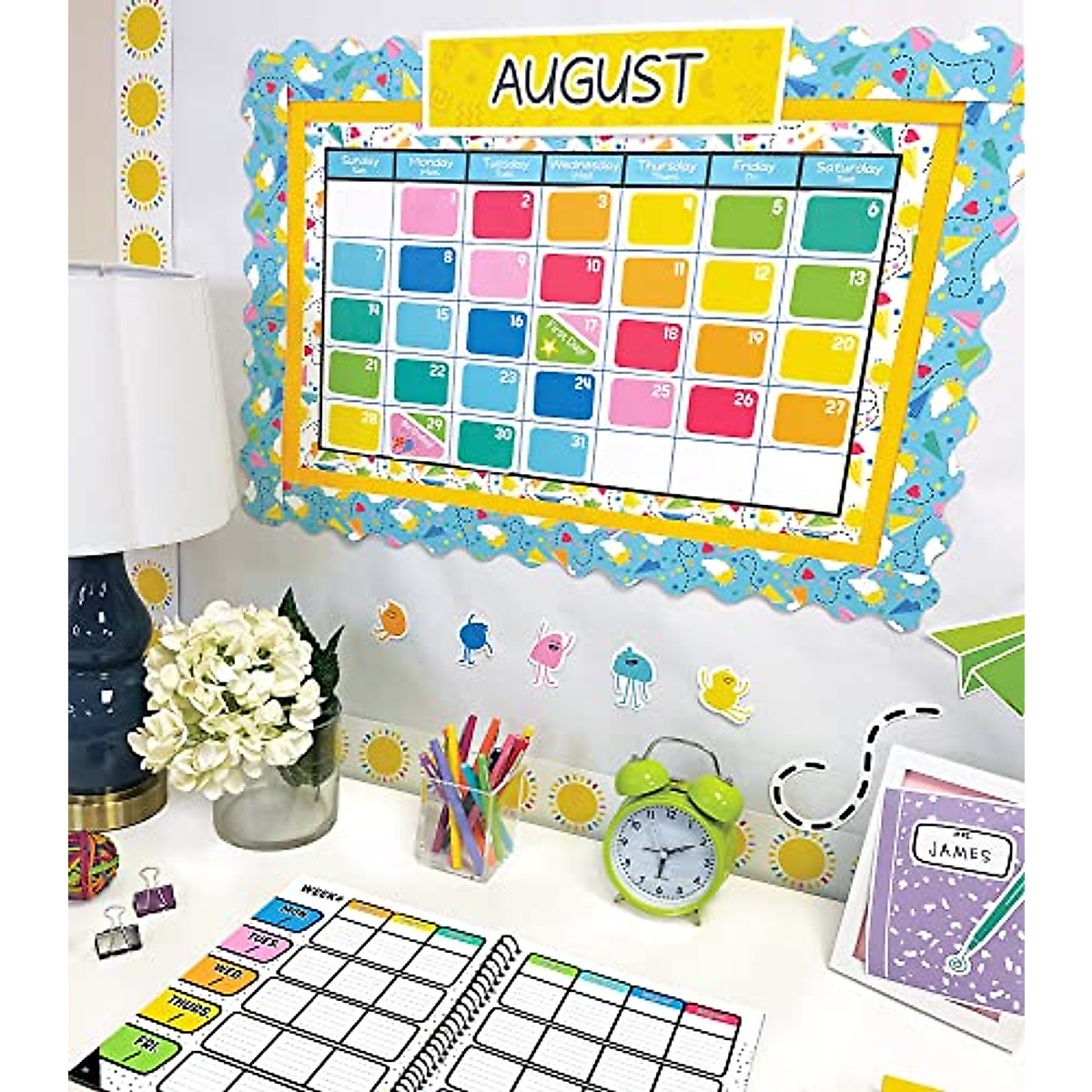 Carson Dellosa Happy Place Classroom Bright Classroom Decor Bundle, Classroom Calendar & Welcome Bulletin Board, Bulletin Board Letters, Classroom Decor Set, Motivational Poster Set (706 pc)