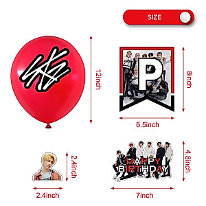 OULUN STRAY-KIDS Party Supplies, STRAY-KIDS Party Decorations Include Happy Birthday Banners, Cake Toppers, Cupcake Toppers, Balloons