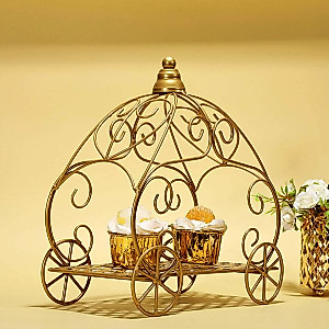 Tableclothsfactory 11" Gold Cinderella Pumpkin Carriage Centerpiece, Decorative Princess Carriage