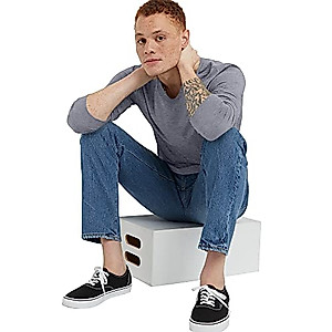 Hanes Originals Men's Tri-Blend Long Sleeve T-Shirt, Athletic Navy PE Heather, Large