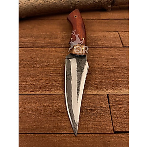 Classic Blades San Mai Damascus Steel Handmade Hunting knife, Bushcraft knife, Fixed blade knife, Outdoor Full Tang Forged knife, Camping knife Wooden Handle With Leather Sheath