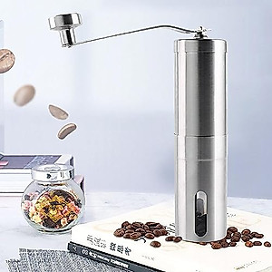 Manual Coffee Grinder, Stainless Steel Hand Coffee Mill Grinder, Portable Hand Coffee Bean Mill with Ceramic Grinding Burr & Hand Crank, Adjustable Espresso Coffee Grinder for Camping or Travel