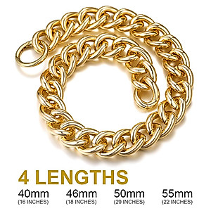 GOLDCHIC JEWELRY Oversized Chain for Women, 23mm Punk Chunky Chainlink Choker Necklace, Gold Cuban Link 20'' Choker for Wife