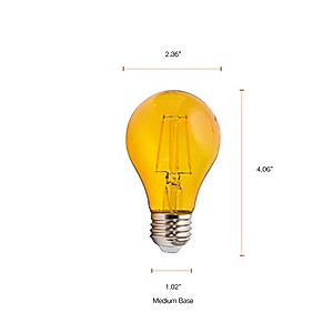 Sylvania LED Yellow Glass Filament A19 Light Bulb, Efficient 4.5W, 40W Equivalent, Dimmable, E26 Medium Base - 6 Pack (41742)
