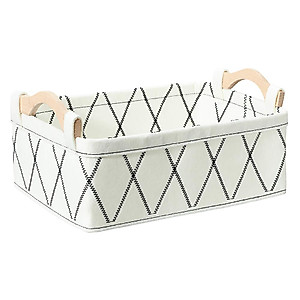 Oubra Small Bin Storage Cube Bins Empty Baskets for Gifts Decorative Baskets for Storage Magazines Books CD DVD Collapsible White Basket