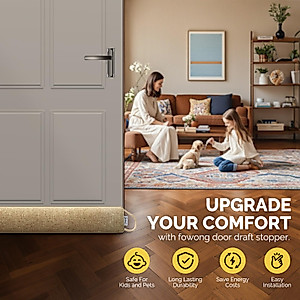 fowong Door Draft Stopper 30 Inch Weighted Under Door Draft Blocker, Soundproofing Noise Stopper Block Cold Air/Wind/Breeze, Oatmeal