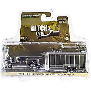 2020 F-150 Lariat 4x4 Pickup Truck Stone Gray Metallic with Glass Display Trailer Hitch & Tow Series 28 1/64 Diecast Model Car by Greenlight 32280D