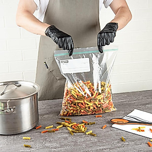 Restaurantware Bag Tek 2 Gallon Storage Zip Bags 25 Disposable Zipper Pouch Bags - Double Zipper Greaseproof Clear Plastic Zip Bags With Write-On-Label For Food Organization And Storage